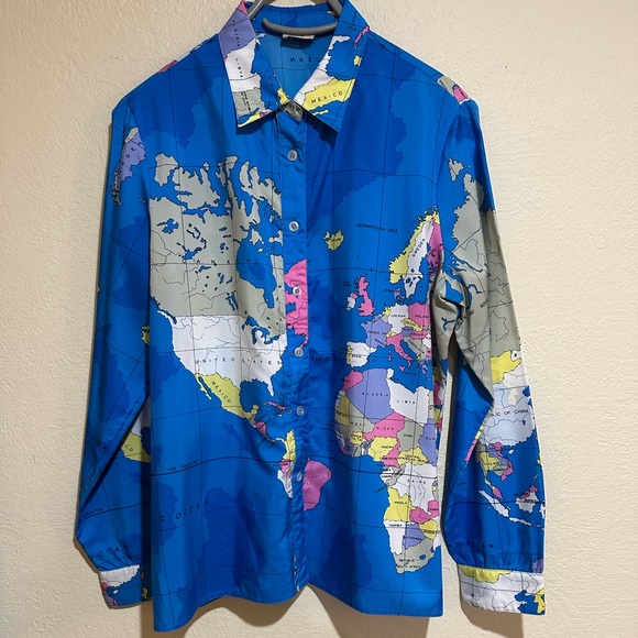 King James | Shirts | Vintage 7s King James Map Topography Button Down ...